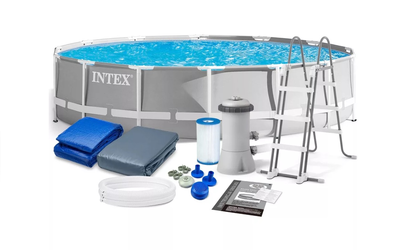 X-Intex 427x107cm fémvázas medence szett 3,8m3/h vízforgatóval Prism ...