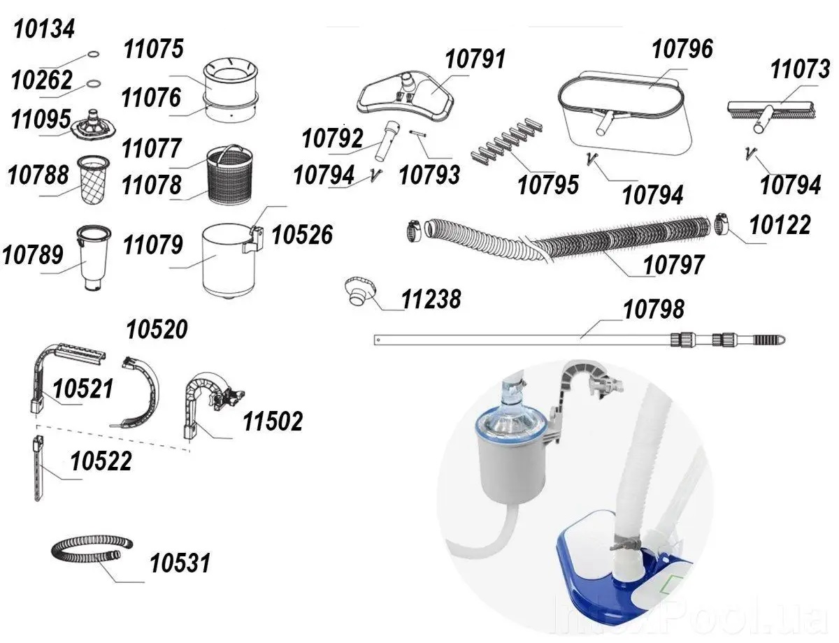 Intex szkimmerbe vákuum porszívó csatlakozó készlet (10789-11095-10788 ...